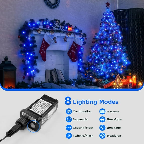 SHIQI-Christmas Lights Indoor Outdoor, 300 LED 108FT Christmas String ...