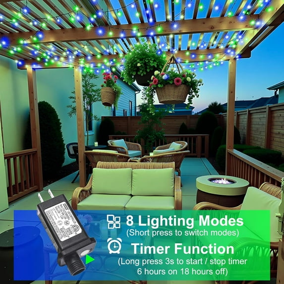 SHIQI-Christmas Lights Outdoor, 66FT 200 LED Christmas Tree Lights with ...