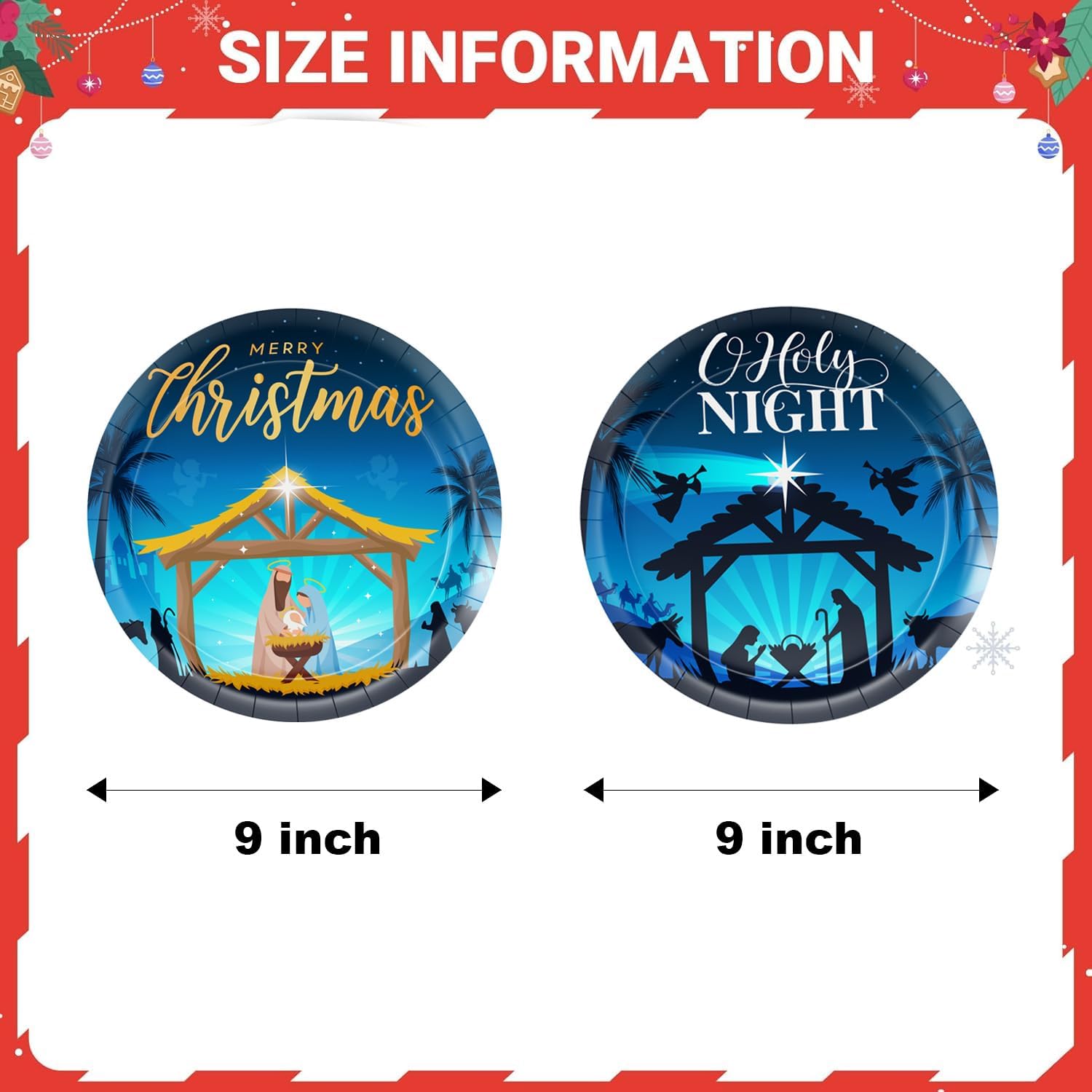 SHIQI-Christmas Nativity Paper Plates 9" Jesus Holy Night Dessert ...
