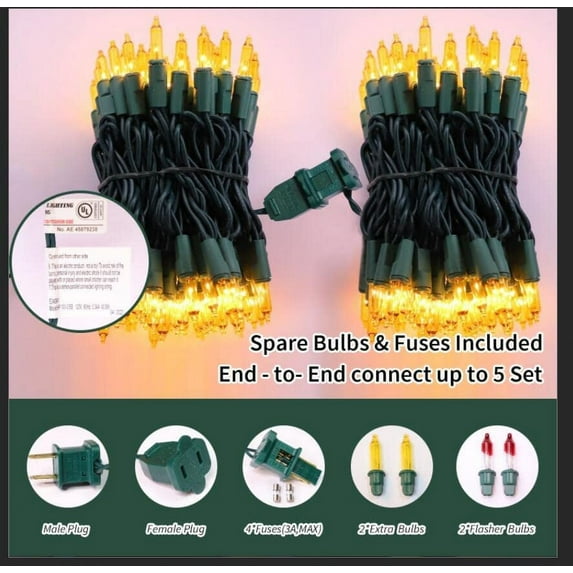 SHIQI-Christmas String Light,100 Count Incandescent Mini String Light ...