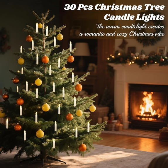 SHIQI-Christmas Tree Candle Lights 30 LED, Flickering Clip on Flameless ...