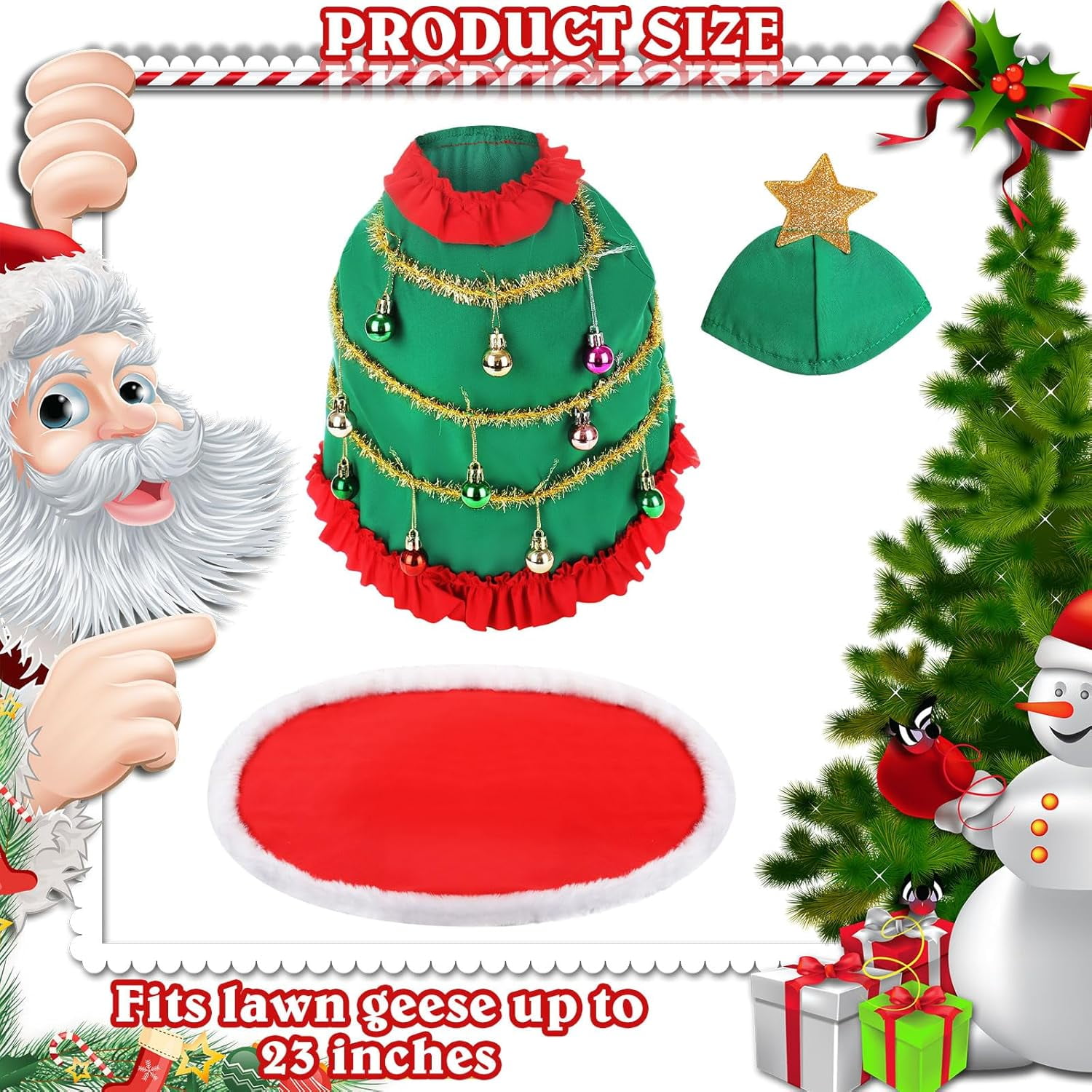 SHIQI-Christmas Tree Goose Outfit Christmas Tree with Tree Skirt Lawn ...