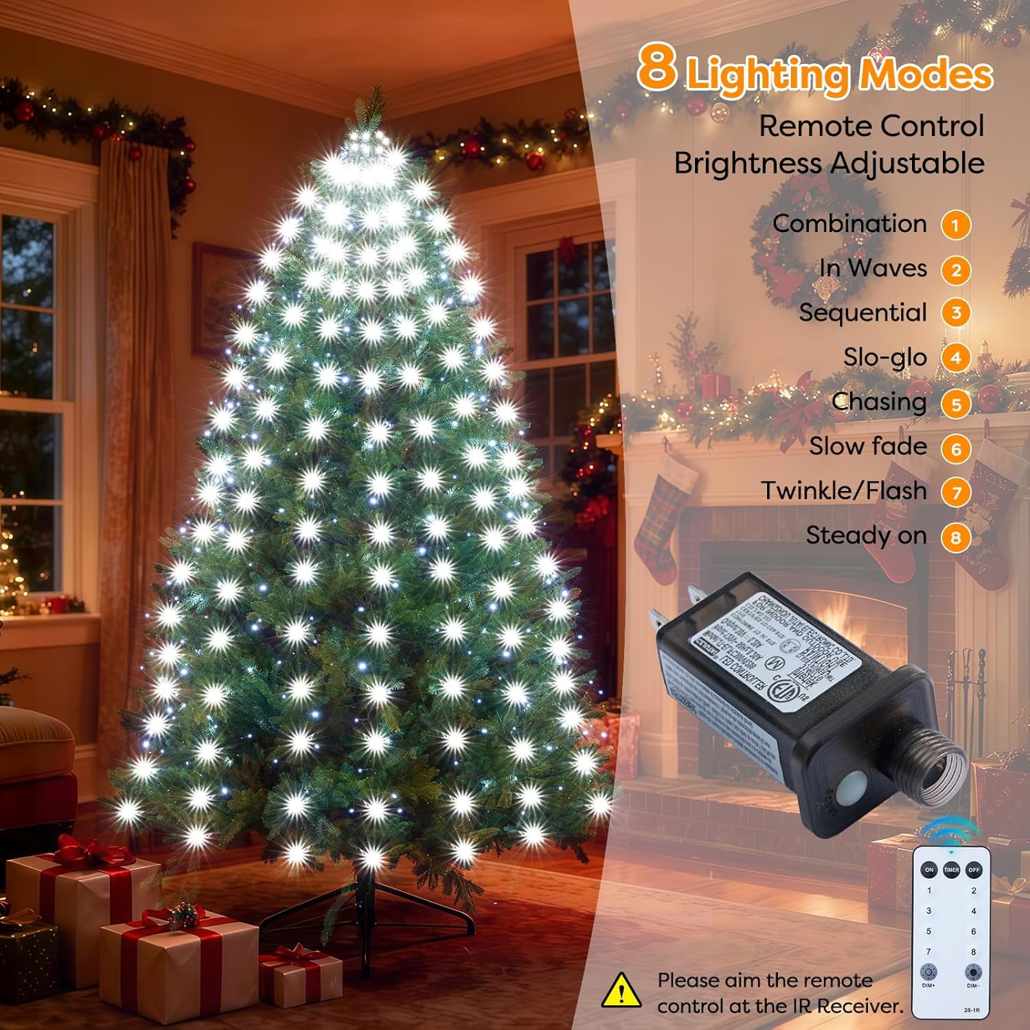 SHIQI-Christmas Tree Lights Christmas Lights Outdoor Indoor White ...