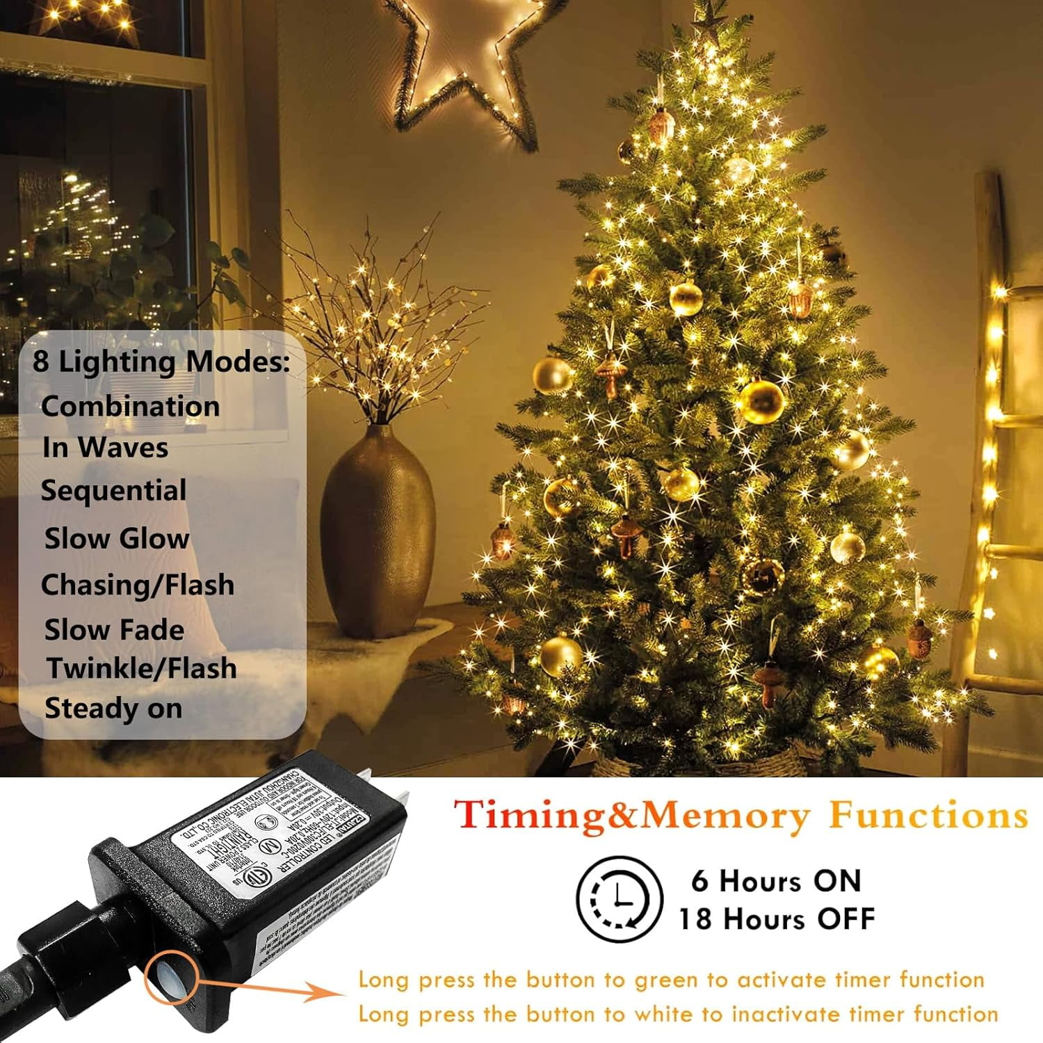 SHIQI-Christmas Tree Lights Indoor Outdoor, 280 LED Christmas String ...