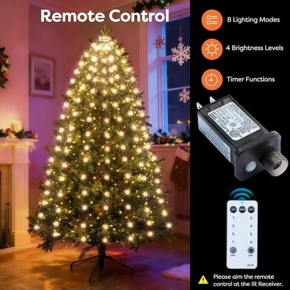 SHIQI-Christmas Tree Lights with Remote 400 LED 10 Lines Christmas ...