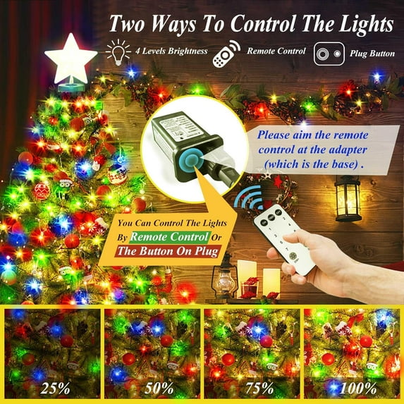 SHIQI-Christmas Tree Lights String, 410LED Christmas Lights for Tree ...
