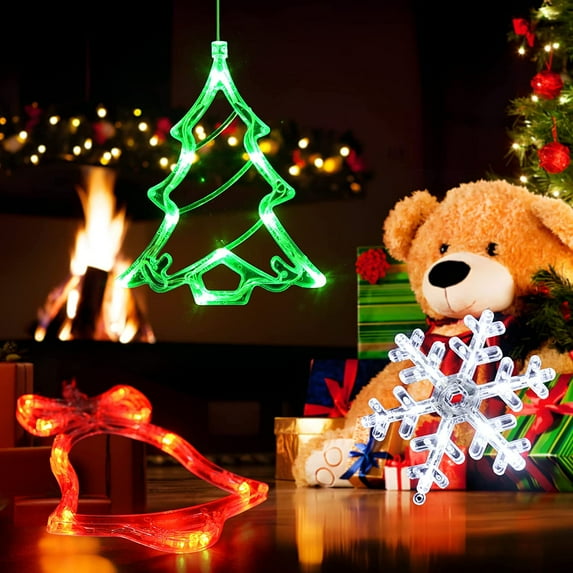 SHIQI-Christmas Window Decorations,3 Pack Jingling Bell,Christmas Tree ...