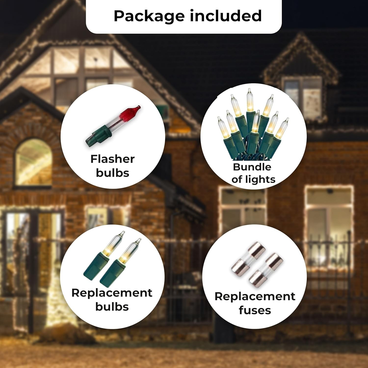 SHIQI-Clear Christmas Lights Green Wire, 300 Incandescent Mini String ...