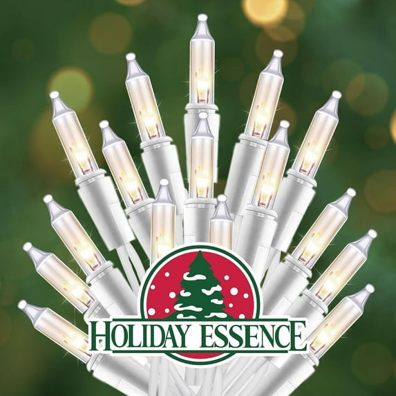 SHIQI-Clear Warm White Christmas String Lights 20 Ft White Wire 100 ...