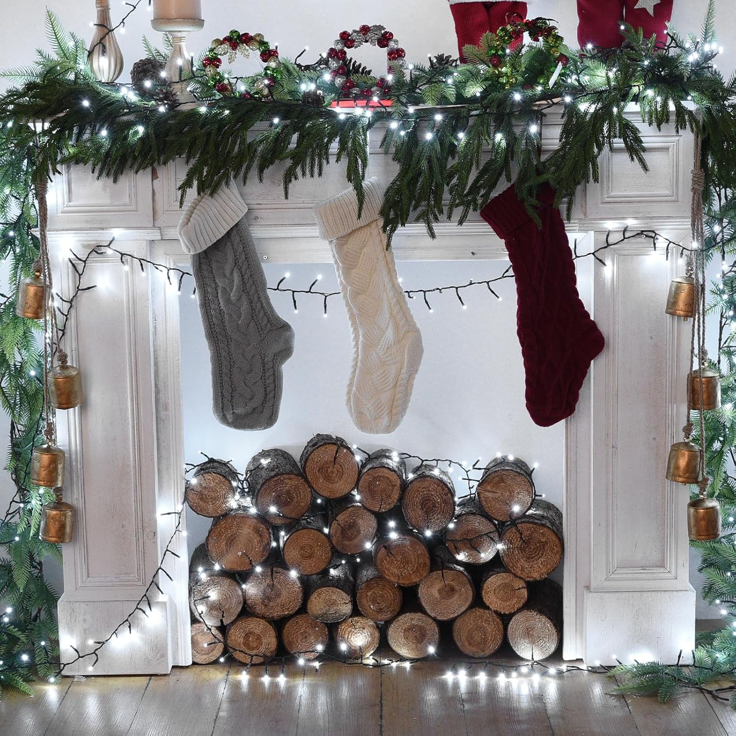 SHIQI-Cluster Lights Christmas 800 Led Fairy Lights Green Wire 88FT ...