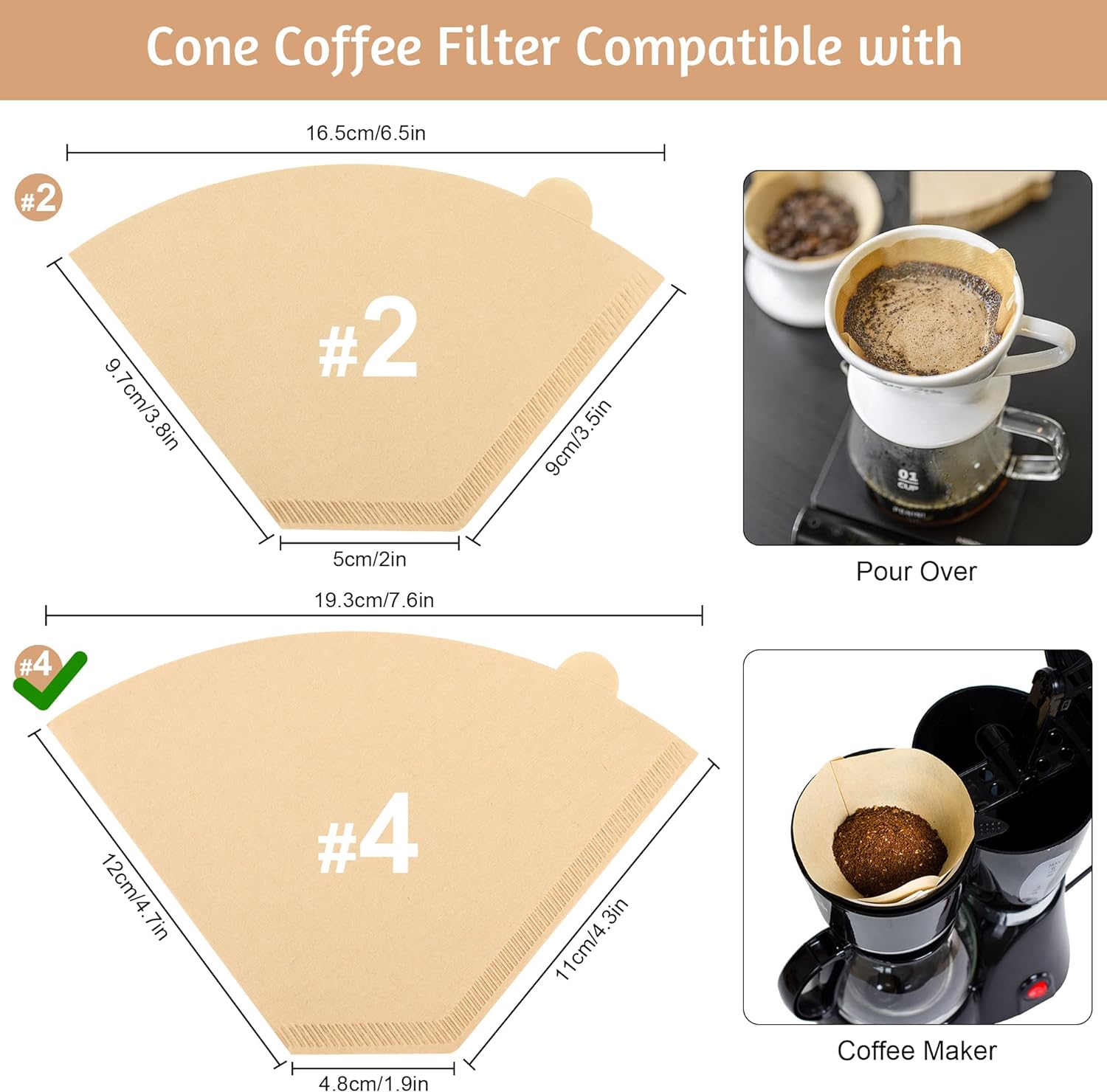 SHIQI-Coffee Filters #4,200 Count Disposable Coffee Filters 8-12 Cup,No ...