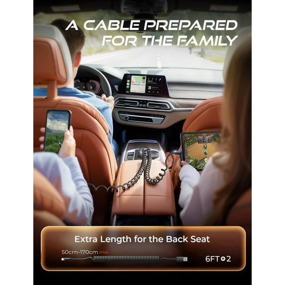 SHIQI-Coiled USB C Cable, 2 Pack for Android Auto & CarPlay Cable ...