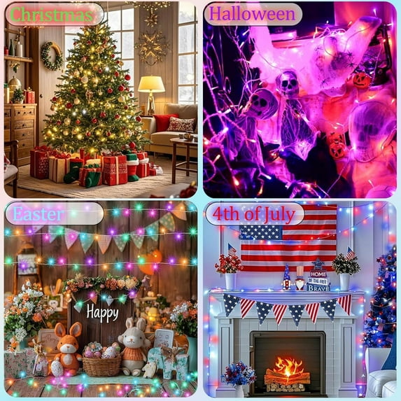SHIQI-Color Changing Christmas Lights, 35 Colors 33FT 100LED String ...