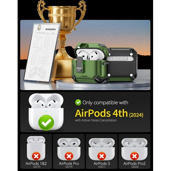 SHIQI-Compatible with AirPods 4th Case,Magnetic Automatic Lock with ...