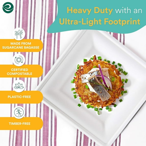 SHIQI-Compostable Square Paper Plates 6 Inch (100 Count) Small Plates ...