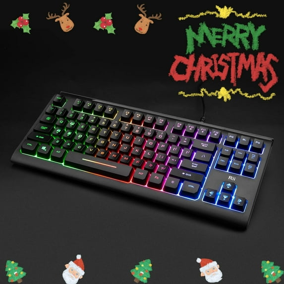 SHIQI-Computer Keyboard, Wired USB Compact Keyboard with RGB Backlit ...