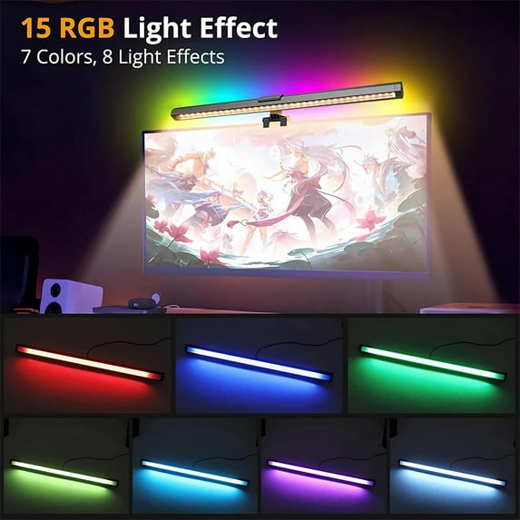 SHIQI-Computer Monitor Light Bar with RGB Backlight, Screen Monitor ...