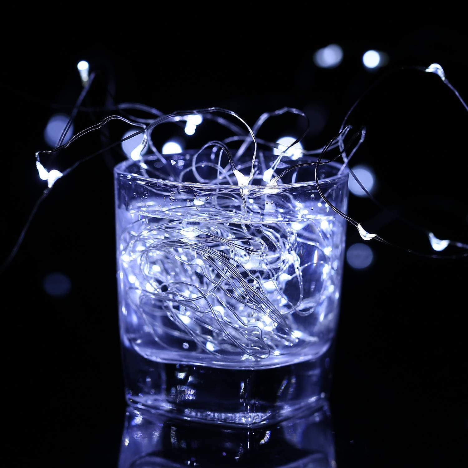 SHIQI-Cool White Fairy Lights 2Pack 33ft 100 LED String Lights Battery ...