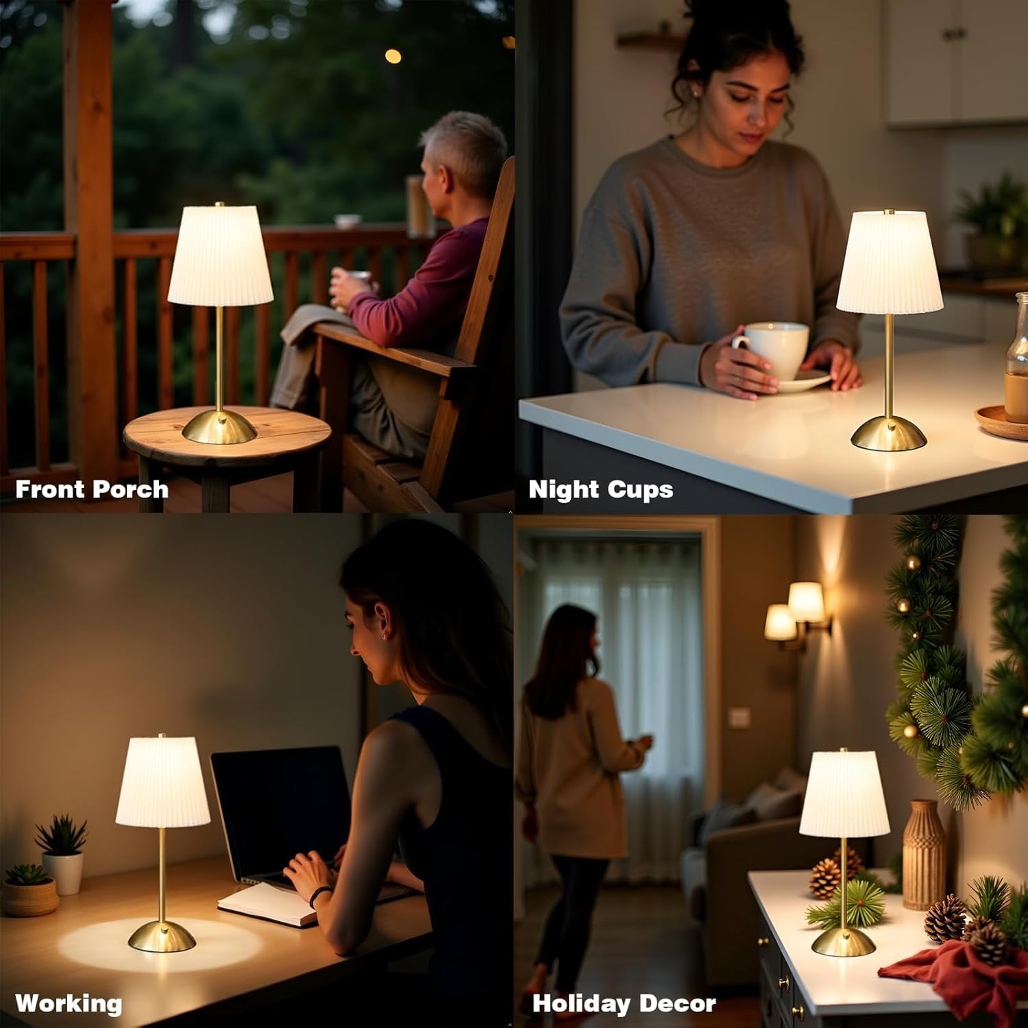 SHIQI-Cordless Rechargeable Table Lamp 3-Color Dimmable Touch Control ...