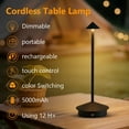 SHIQI-Cordless Table Lamp, 5000mAh Rechargeable Battery Powered LED ...