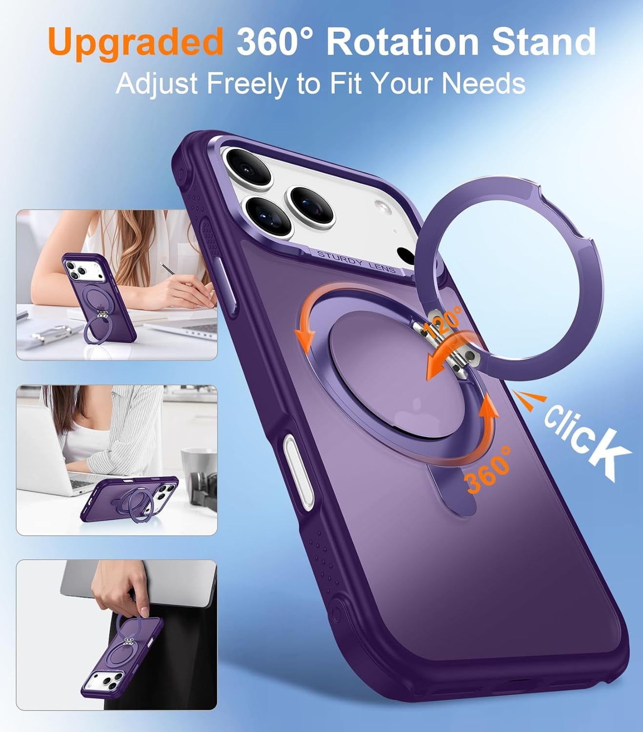 SHIQI-Designed for iPhone 17 Pro Max Case,[with 360°Rotatable Invisible ...