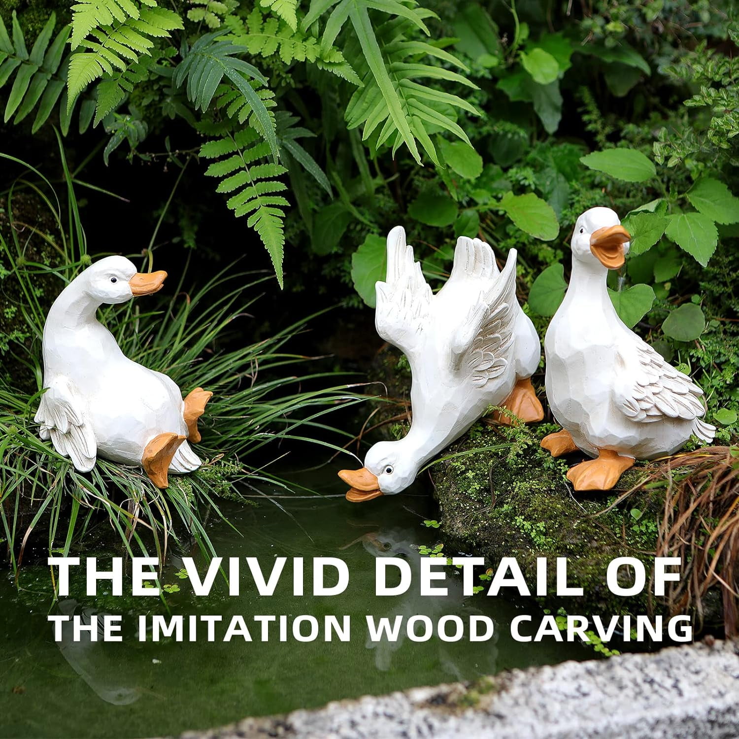 SHIQI-Duck Yard Decorations Outdoor Ornaments Set of 3, Resin Goose ...
