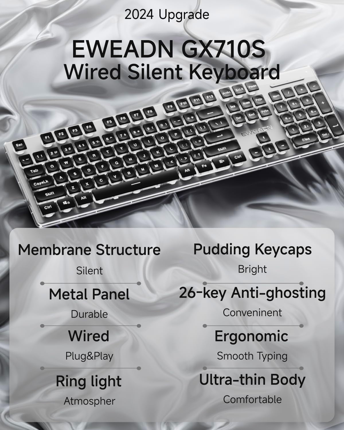SHIQI-EWEADN GX710S Backlit Computer Keyboards, Wired USB Keyboard with ...