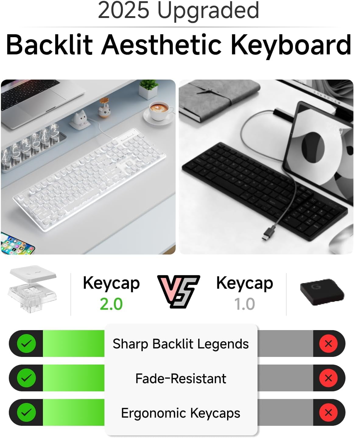 SHIQI-EWEADN GX710S Backlit Computer Keyboards, Wired USB Keyboard with ...