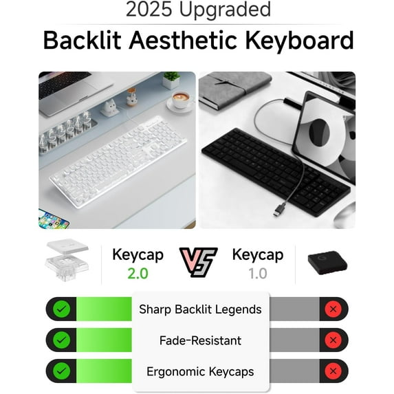 SHIQI-EWEADN GX710S Backlit Computer Keyboards, Wired USB Keyboard with ...