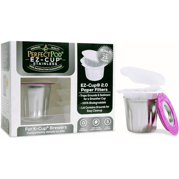 SHIQI-EZ-Cup Stainless Steel 1-Stream Reusable K Cup Coffee Pod for ...