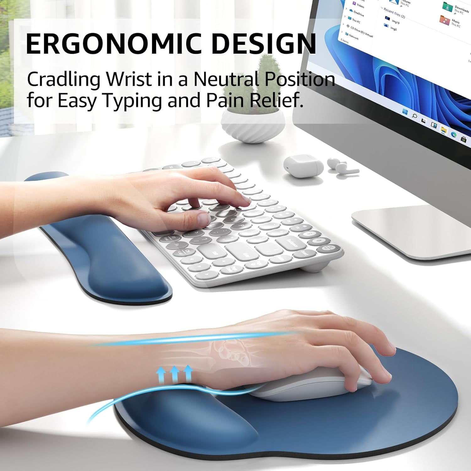SHIQI-Ergonomic Keyboard Wrist Rest, Memory Foam Mouse Pad with Wrist ...