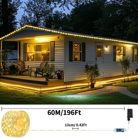 SHIQI-Fairy Lights Plug in, 60M 500LED Fairy Lights 12 Mode Flowing ...