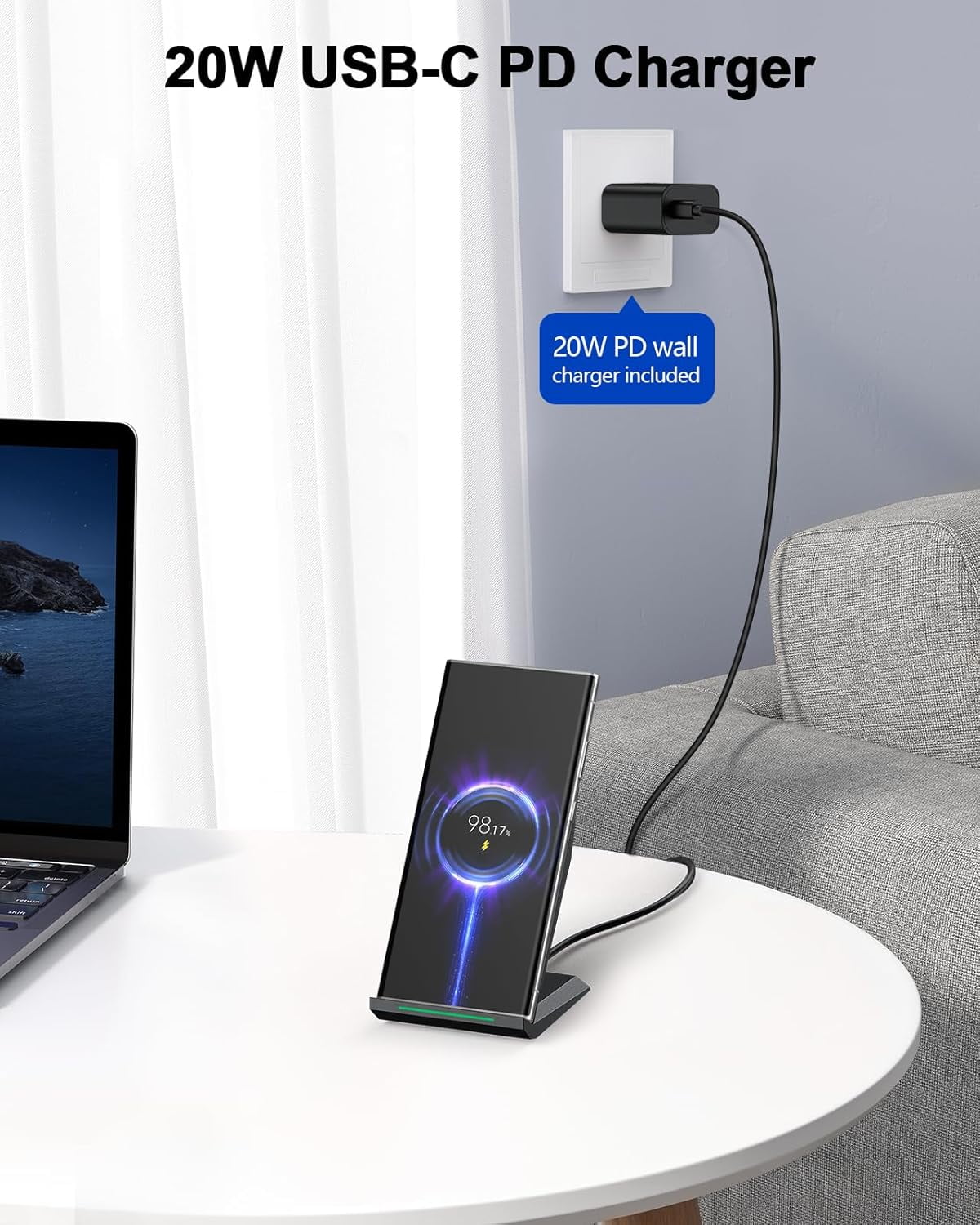 SHIQI-Fast Wireless Charger with USB Phone Charger, Qi Certified ...