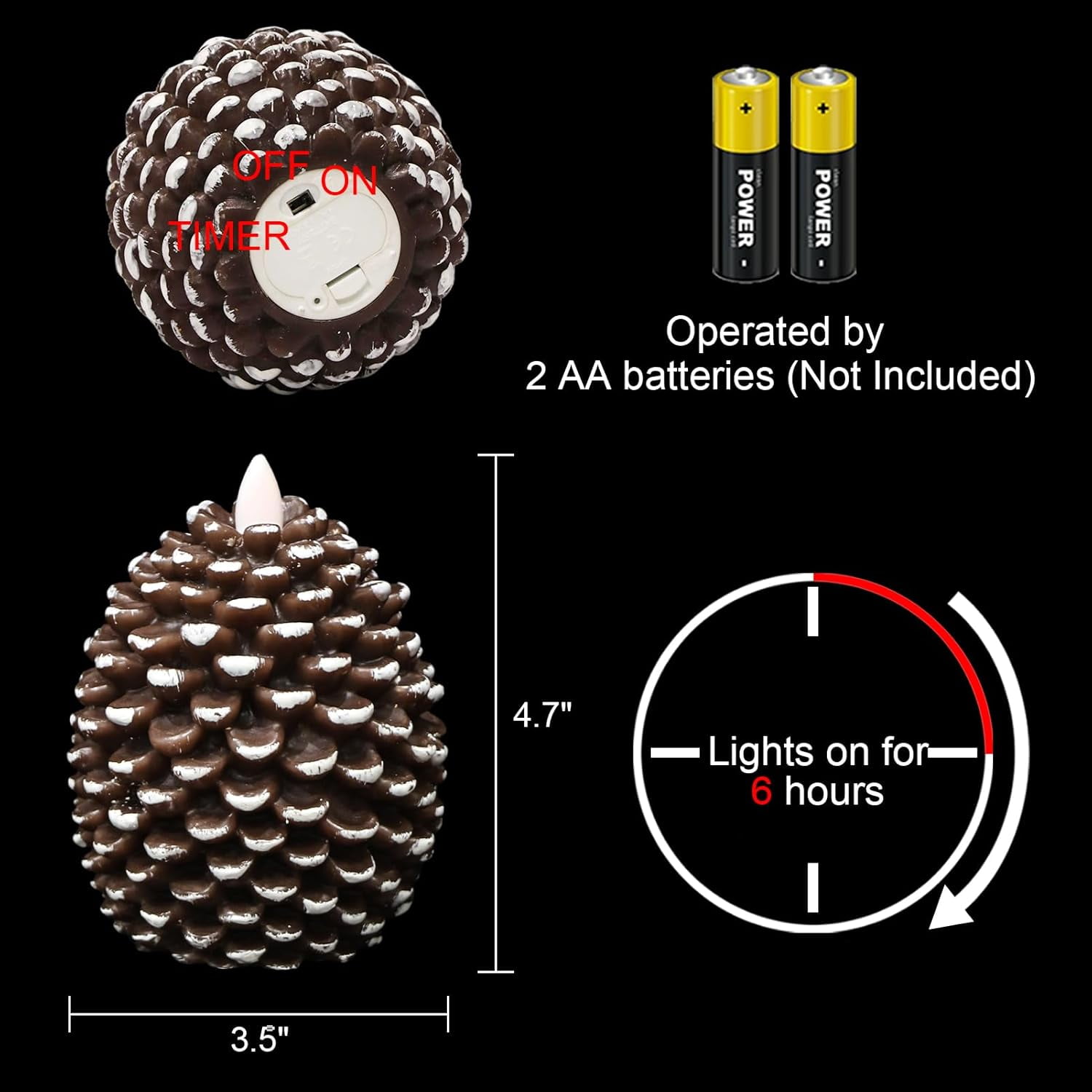 SHIQI-Flameless Candles with 6H Timer, Battery Operated Flickering Wick ...