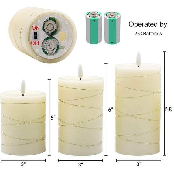 SHIQI-Flameless Flickering Candles String Light with Remote Timer Set ...