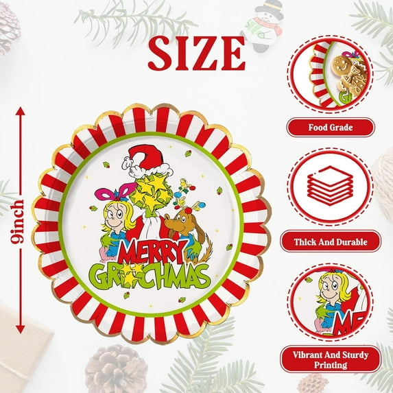 SHIQI-Funny Christmas Paper Plates, 50 Count Disposable Christmas ...