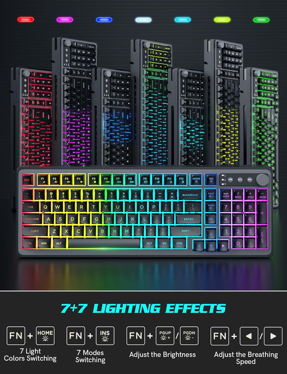 SHIQI-Gaming Keyboard and Mouse Combo - RGB Backlit 14 Lighting Effects ...
