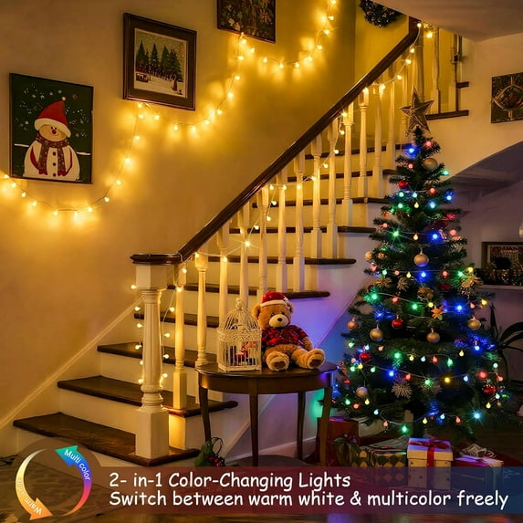 SHIQI-Globe String Lights Indoor, Color Changing Christmas Lights Plug ...