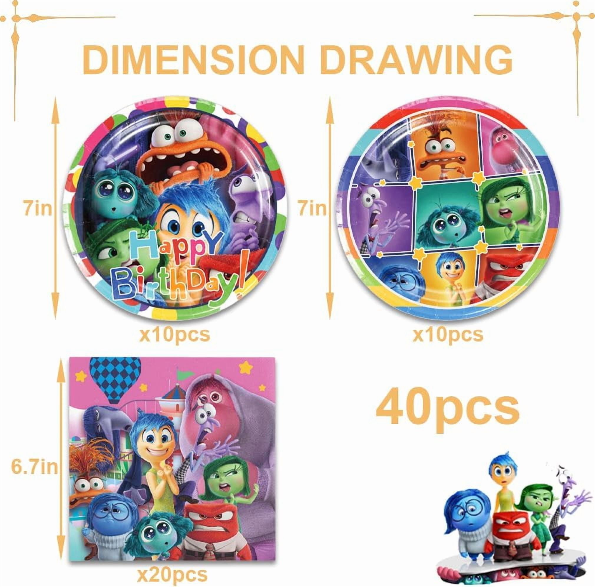 SHIQI-Inside Out 40PC Party Tableware Set for 20 Guests, Kids' Birthday ...