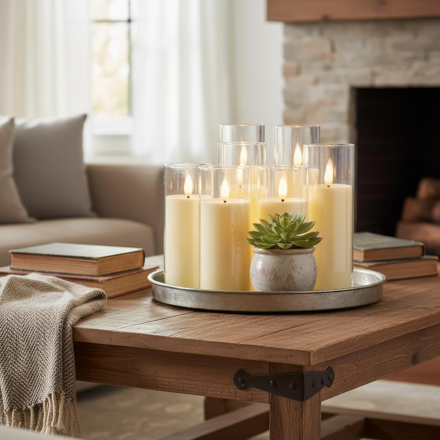 SHIQI-Ivory Acrylic Flameless LED Candles, Battery Operated with Remote ...