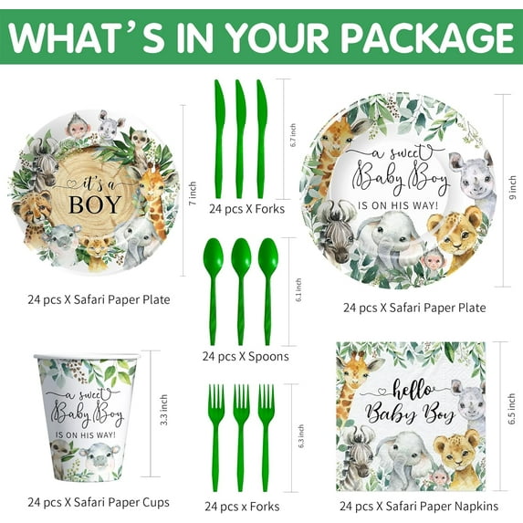 SHIQI-Jungle Safari Baby Shower Decorations, Jungle Theme Wild Animal ...