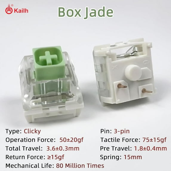 SHIQI-Kailh Box Jade Clicky Keyboard Switch,3-pin 50gf Pre-Lubed ...