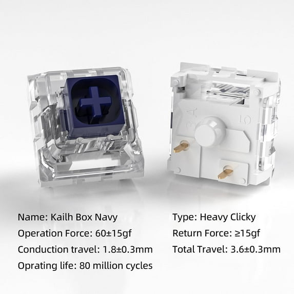 SHIQI-Kailh Box Navy Switches for Mechanical Gaming Keyboard,3-Pin 60gf ...