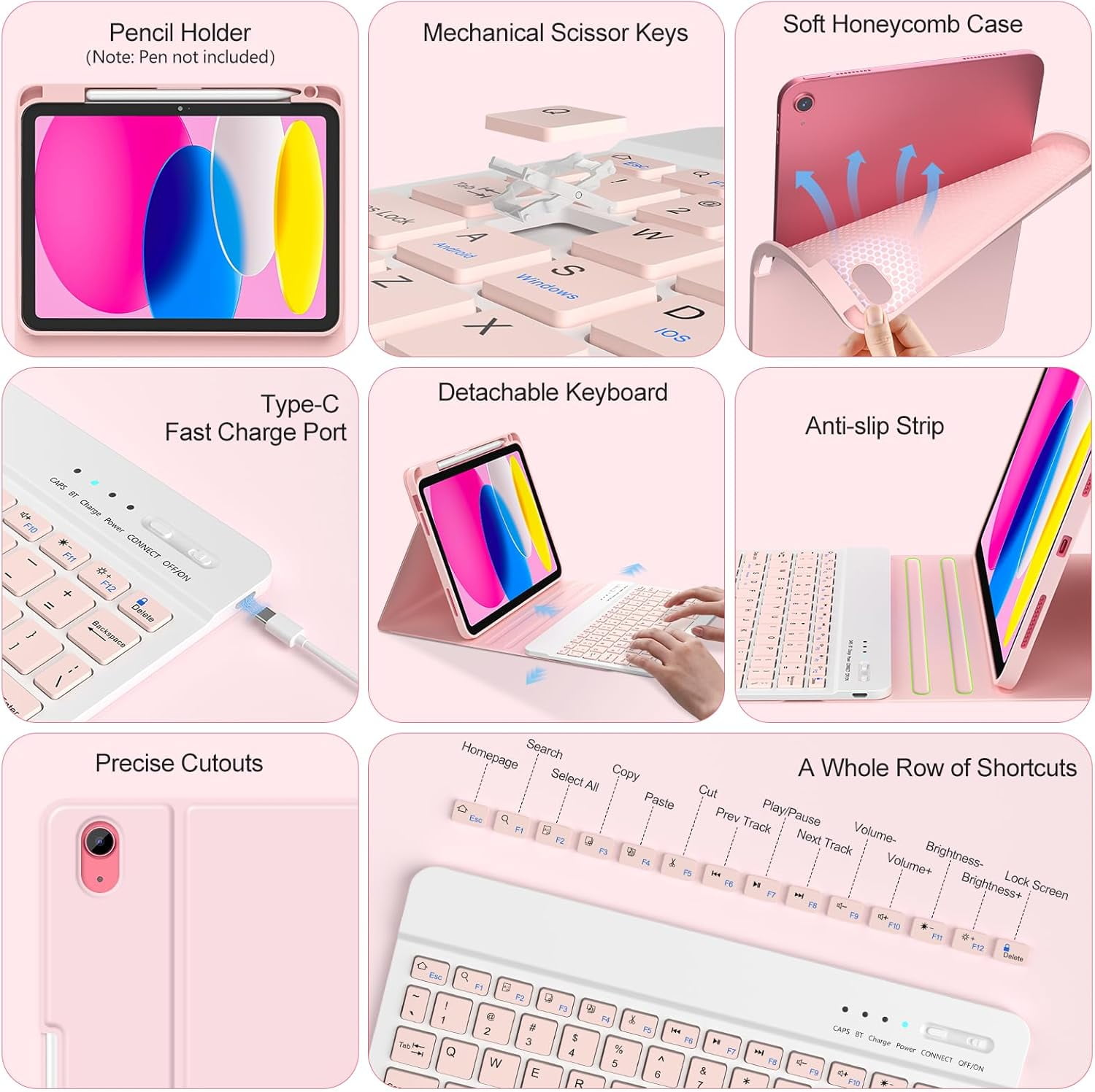 SHIQI-Keyboard Case for iPad 11/10th Gen 11/10.9 inch 2025 A16/2022 ...