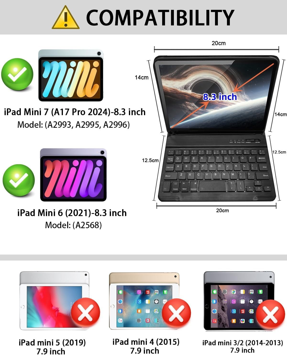 SHIQI-Keyboard Case for iPad mini 7 (A17 Pro 2024) & Mini 6 (2021) 8 ...