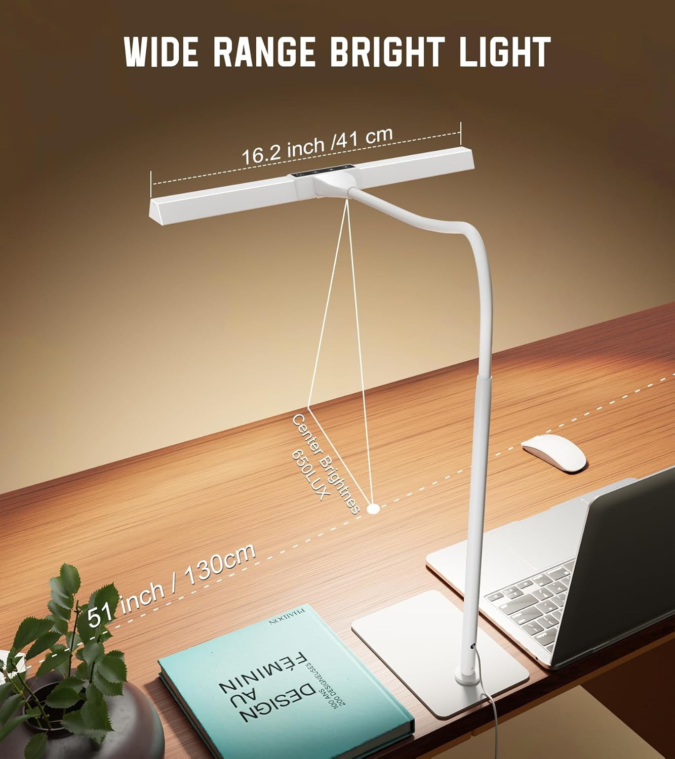 SHIQI-LED Desk Lamp for Home Office with Base, Eye-Caring Architect ...