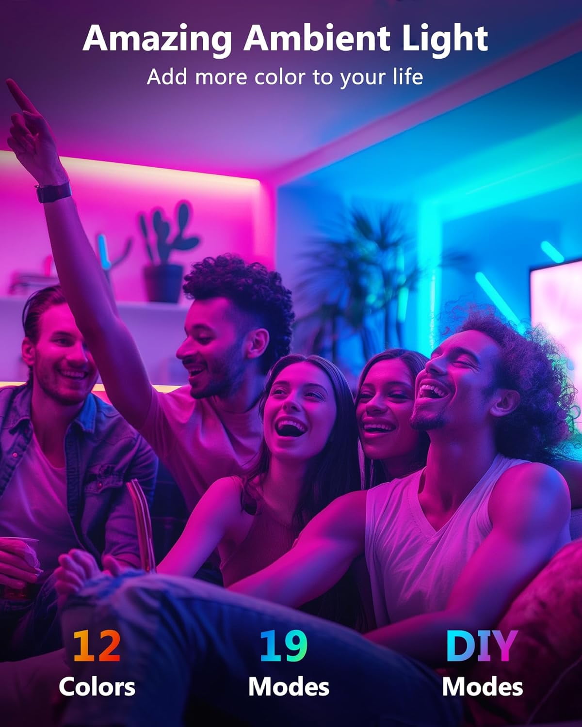 SHIQI-LED Strip Lights, Small LED Light Strips Dimmable, RGB 5050 Color ...