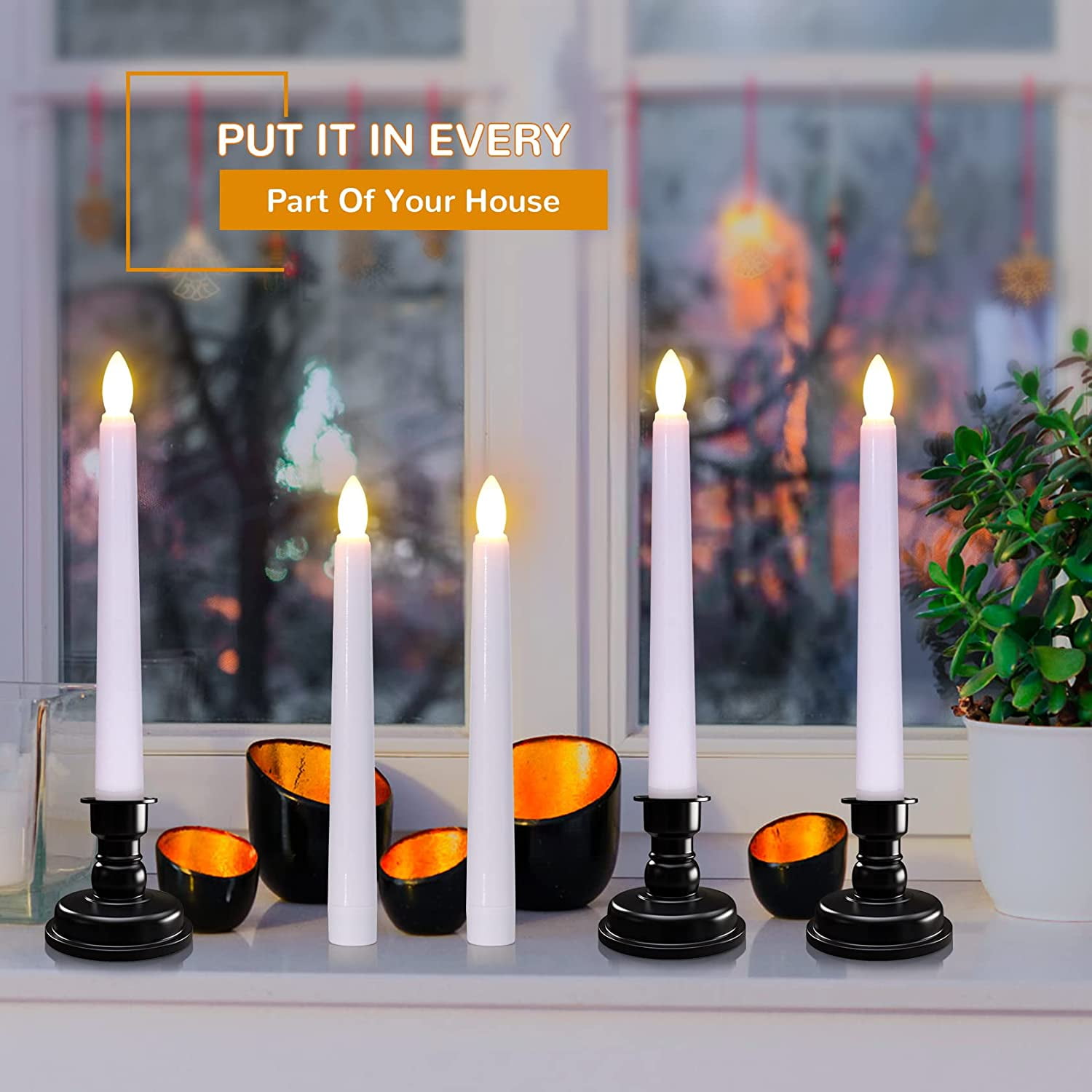 SHIQI-LED Taper Candles with Remote Timers, 6 Pack Flameless Battery ...