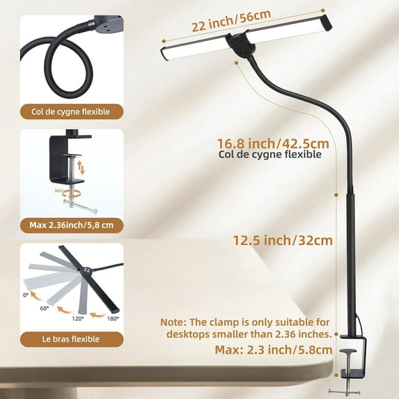 SHIQI-Led Desk Lamp for Home Office, Eye-Care Architect Light with ...