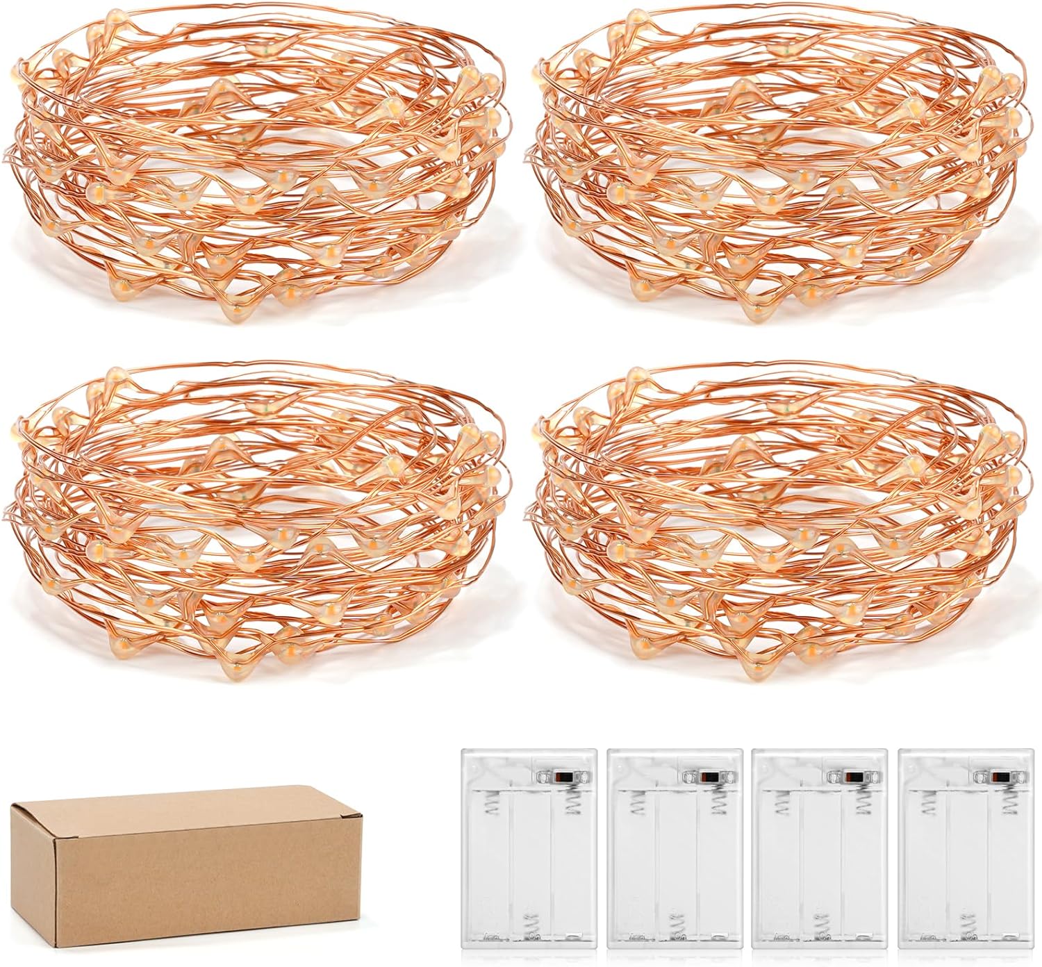 SHIQI-Led Fairy Lights Battery Operated, 4 Packs Mini Battery Powered ...